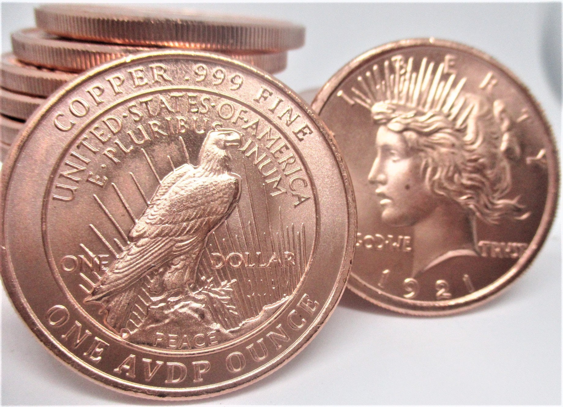 1 OZ Copper Bullion Coin 1921 Peace Dollar Design | Etsy