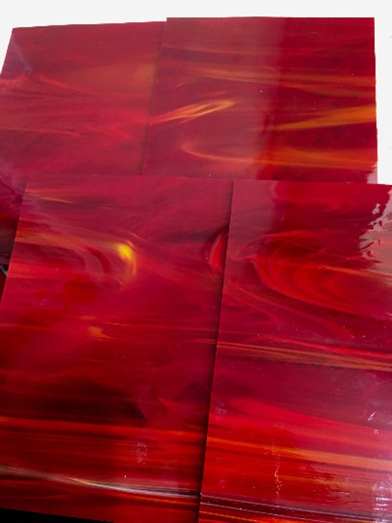 Spectrum Red Wispy Transparent Spectrum Stained Glass Sheet | Etsy