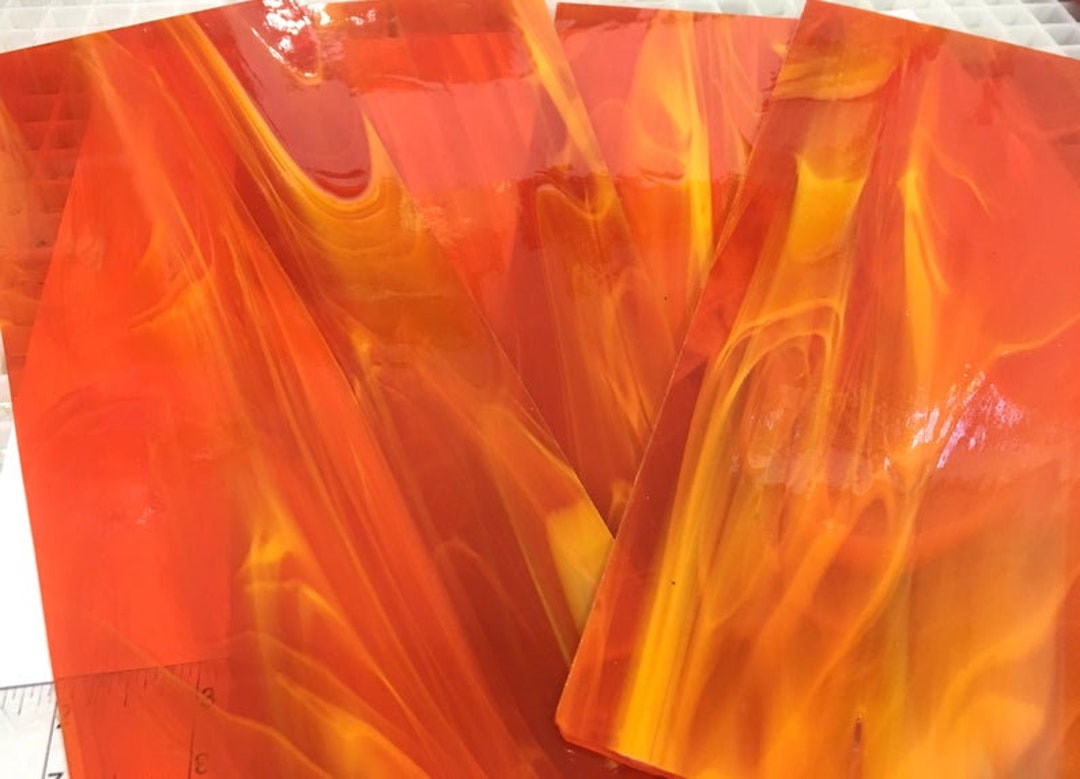 Sheet Orange Wispy Translucent Glass Spectrum Stained Glass H01 - Etsy