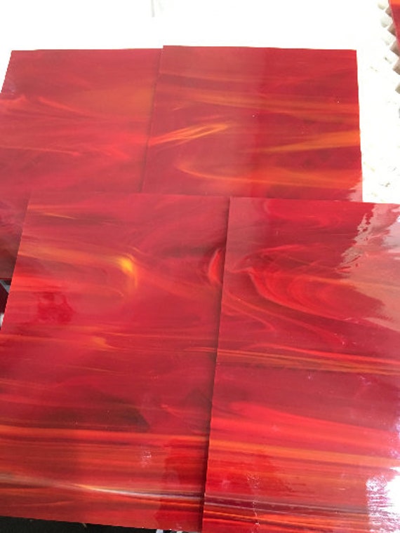 Craft Supplies & Tools Sheet Red Wispy Transparent Spectrum Stained ...