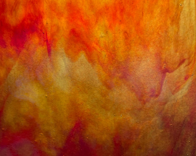 FIRE FLAME & GOLD Stipple Stained Glass Some With Factory Edge T10 - Etsy