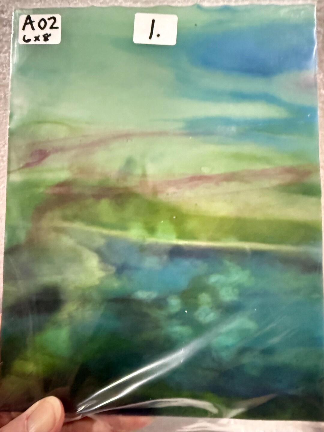 Mottled Blue Green & a Purple Streak Youghiogheny Sheet Stained Glass ...