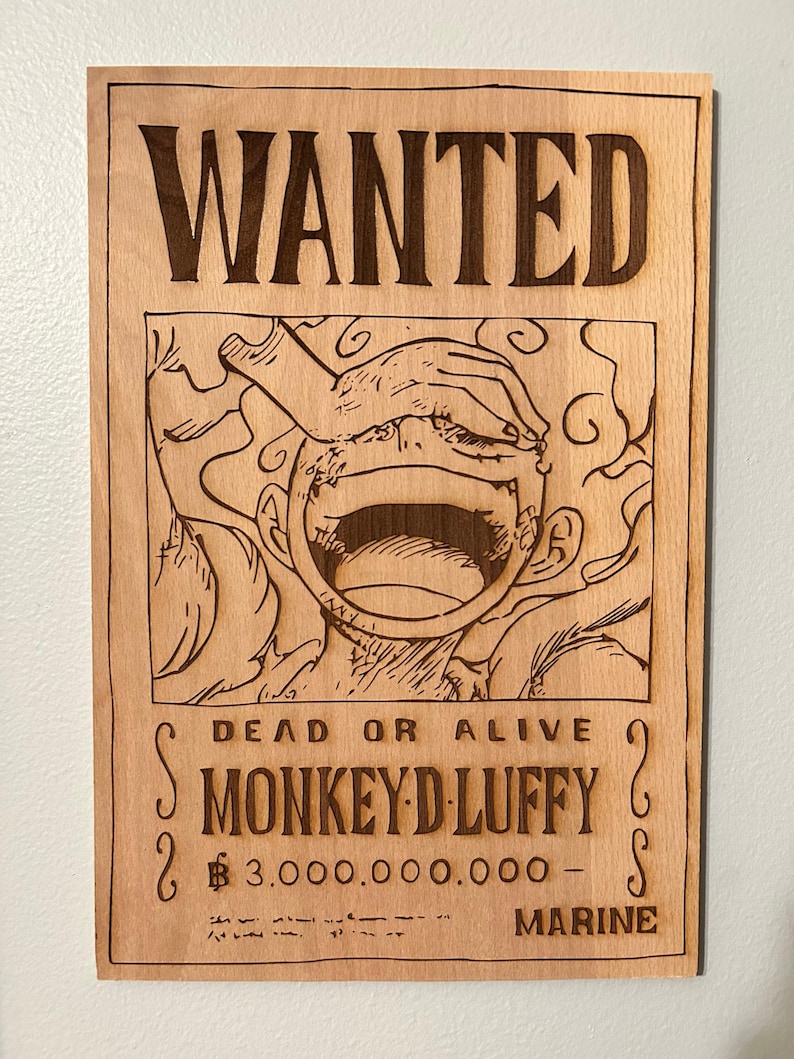 One Piece Monkey D. Luffy Wanted Poster Wood Laser Engraved - Etsy