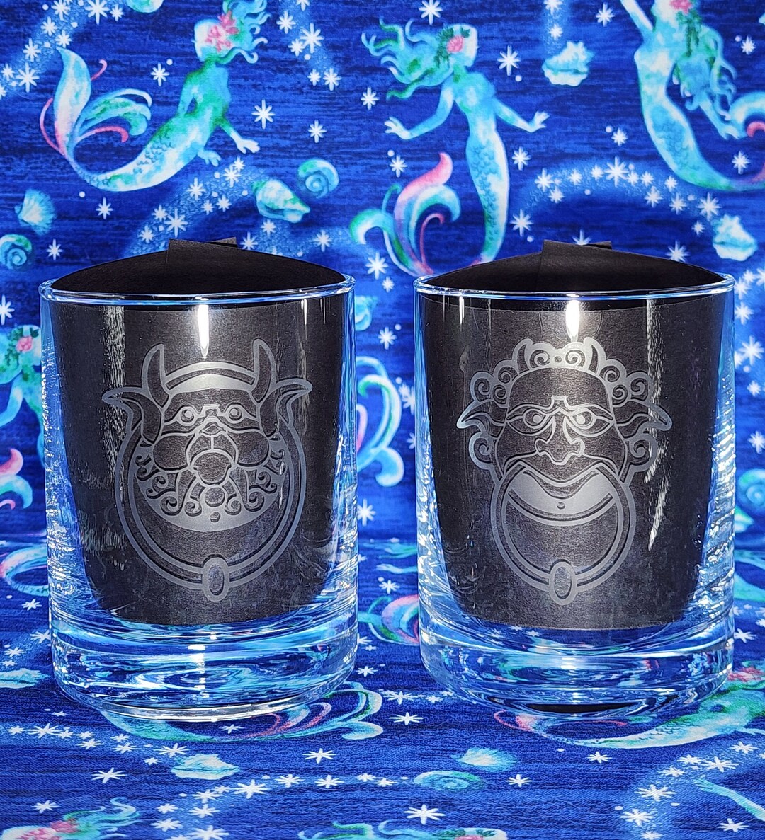 Labyrinth Door Knocker Etched Bourbon Glasses - Etsy
