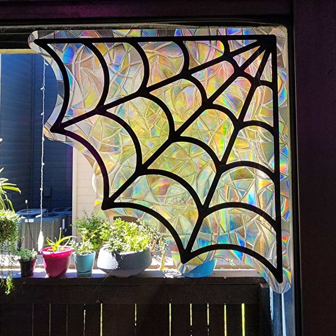 Stained Glass Spider Web Window Cling - Etsy