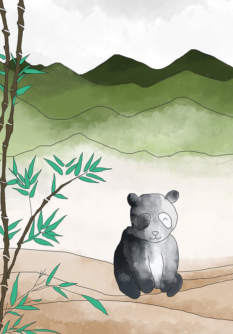 Pandas in the Bamboo Forest Watercolor Baby Room Poster - Etsy