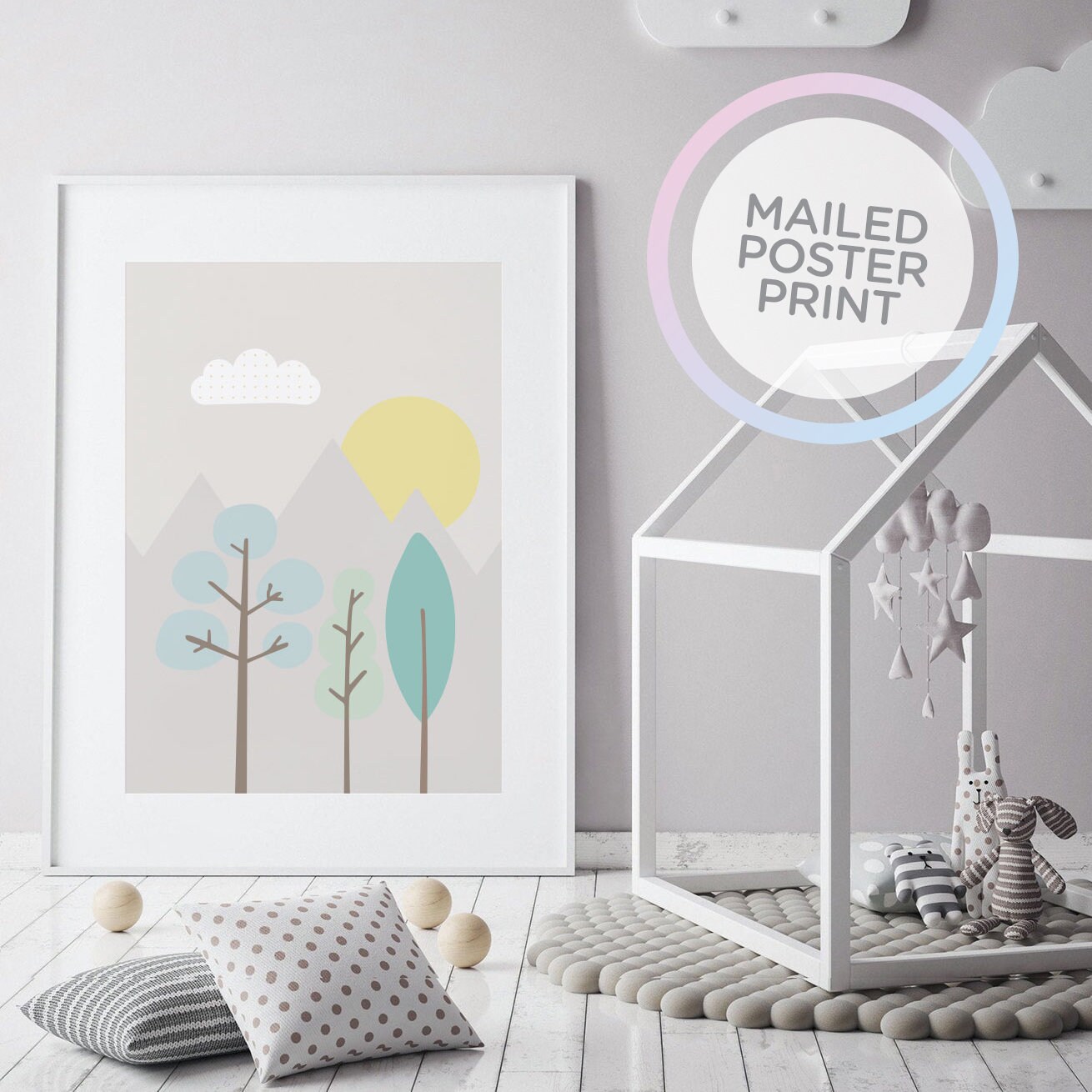 Trees and Mountain View Baby Room Poster Nursery Poster Baby - Etsy