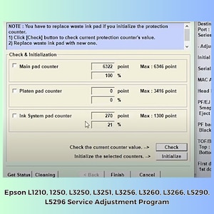 Epson L1210, L1250, L3210, L3211, L3250, L3251, L3256, L3260, L3266 ...