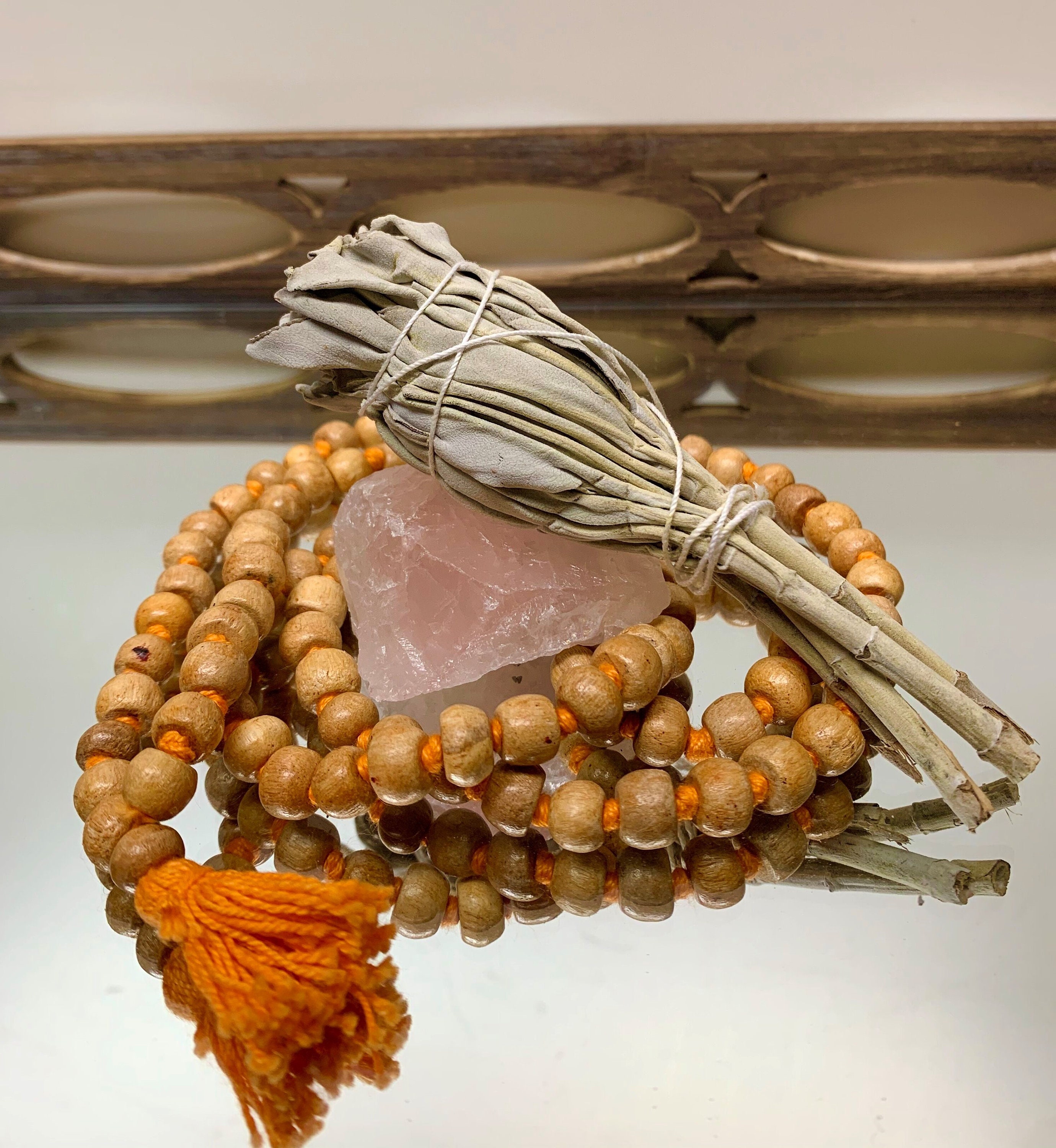 Neem 108 Mala Bead Necklace Gift Set Incl. Sage Spray Sage & | Etsy