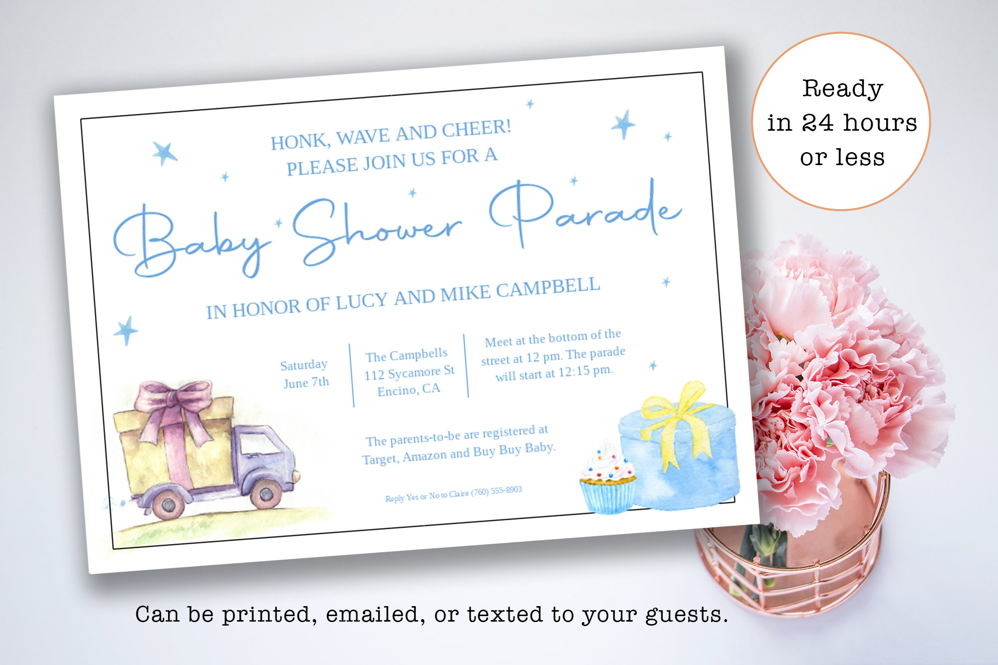 Drive by Baby Shower Parade Invitation, Quarantine Baby Shower ...