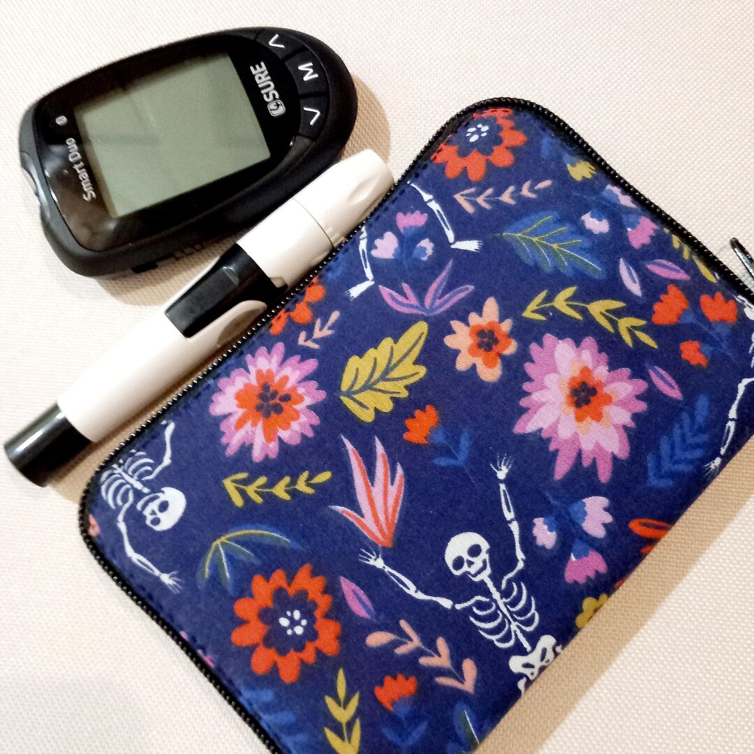 Diabetes Blood Glucose Meter Case Floral Skeleton | Type 1 Diabetes ...