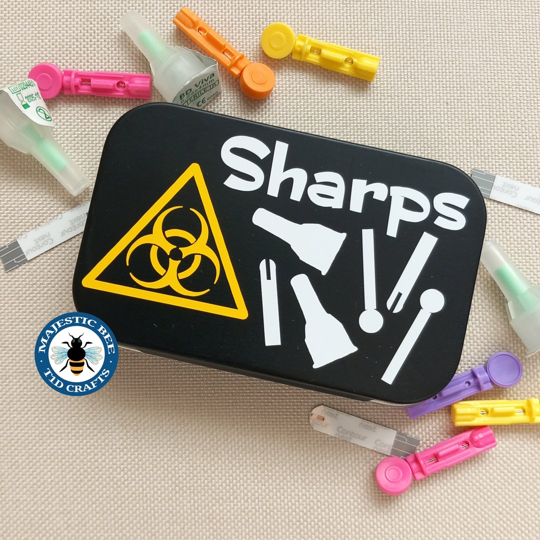 Diabetic Sharps Portable Tin Container - Insulin Needles | Type 1 ...