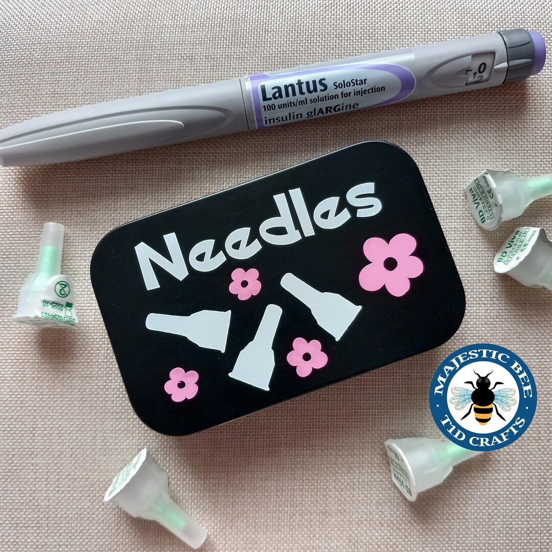 Diabetic Needle Portable Tin Container Floral Perfect for Handbag ...
