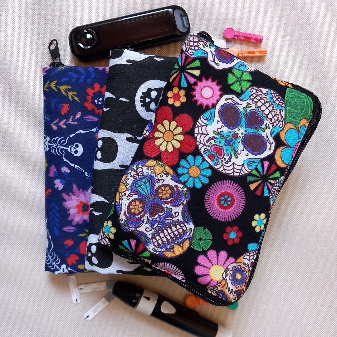 Diabetes Blood Glucose Meter Case Skull Fabrics | Type 1, T2D, Diabetic ...