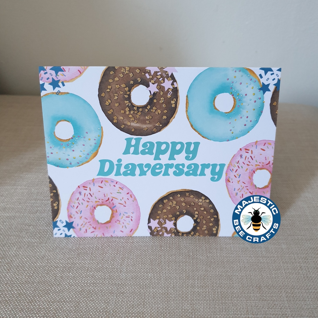 Happy Diaversary Card Donut Design Type 1 Diabetes Diabetic Anniversary ...