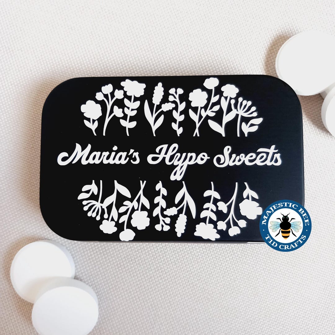 Personalised Diabetic Hypo Sweets Treats Tin: Floral Design, Portable ...
