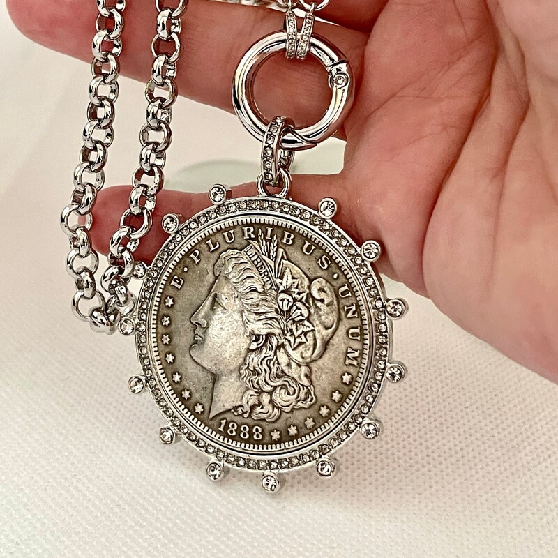 Silver Coin Necklace - Etsy