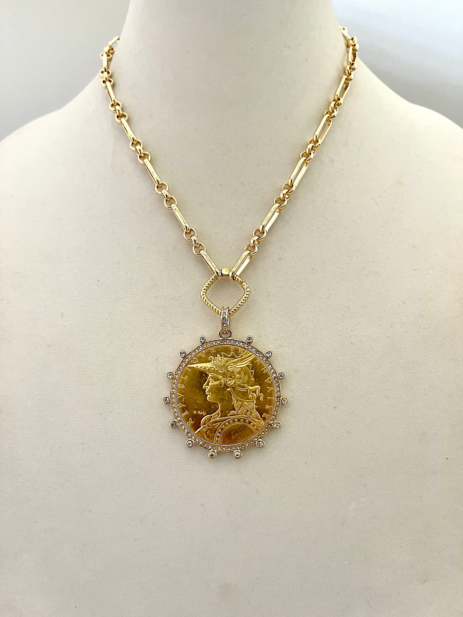 Gold Coin Necklace-multi Link Chain Necklace-reproduction - Etsy