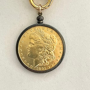 Gold Miami Cuban Chain Necklace-gold Reproduction Morgan Dollar Coin ...