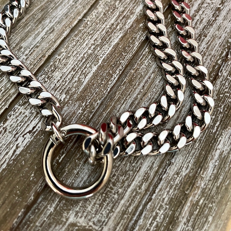Chunky Silver Miami Cuban Chain Necklace, Double Strand - Etsy