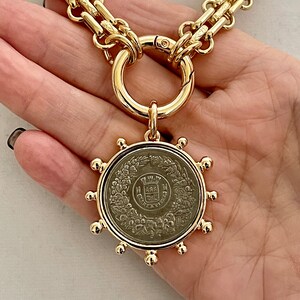 Gold Chunky Multilink Chain Necklace-french Coin - Etsy