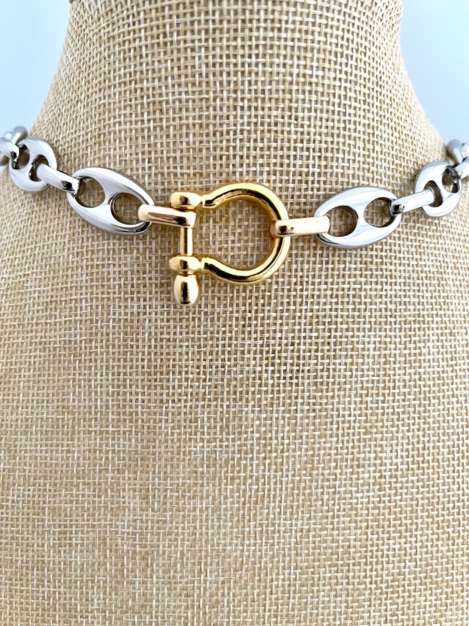 Silver Chunky Large Link Chain Necklace-shackle Clasp-puffed | Etsy