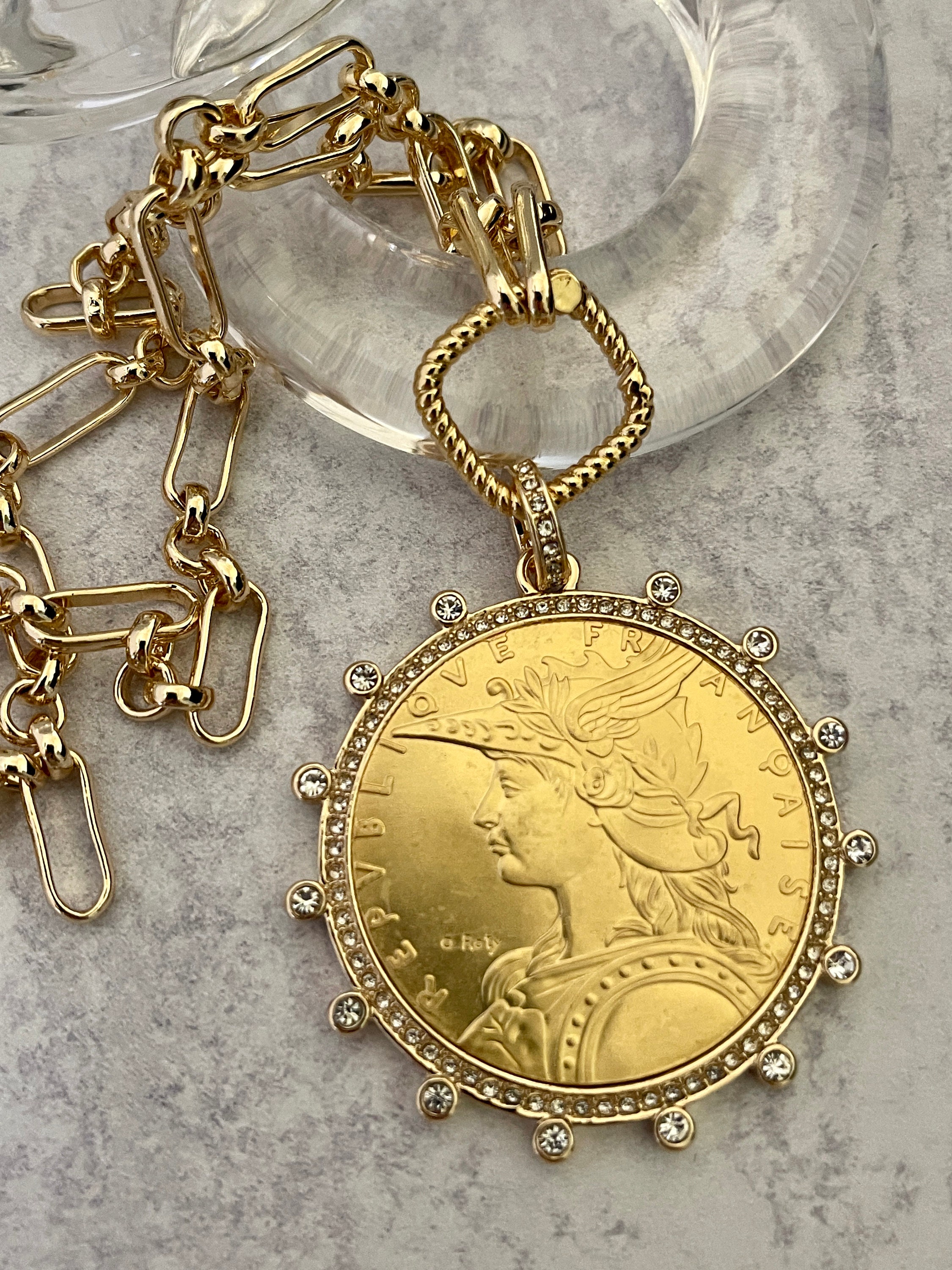 Gold Coin Necklace-multi Link Chain Necklace-reproduction - Etsy