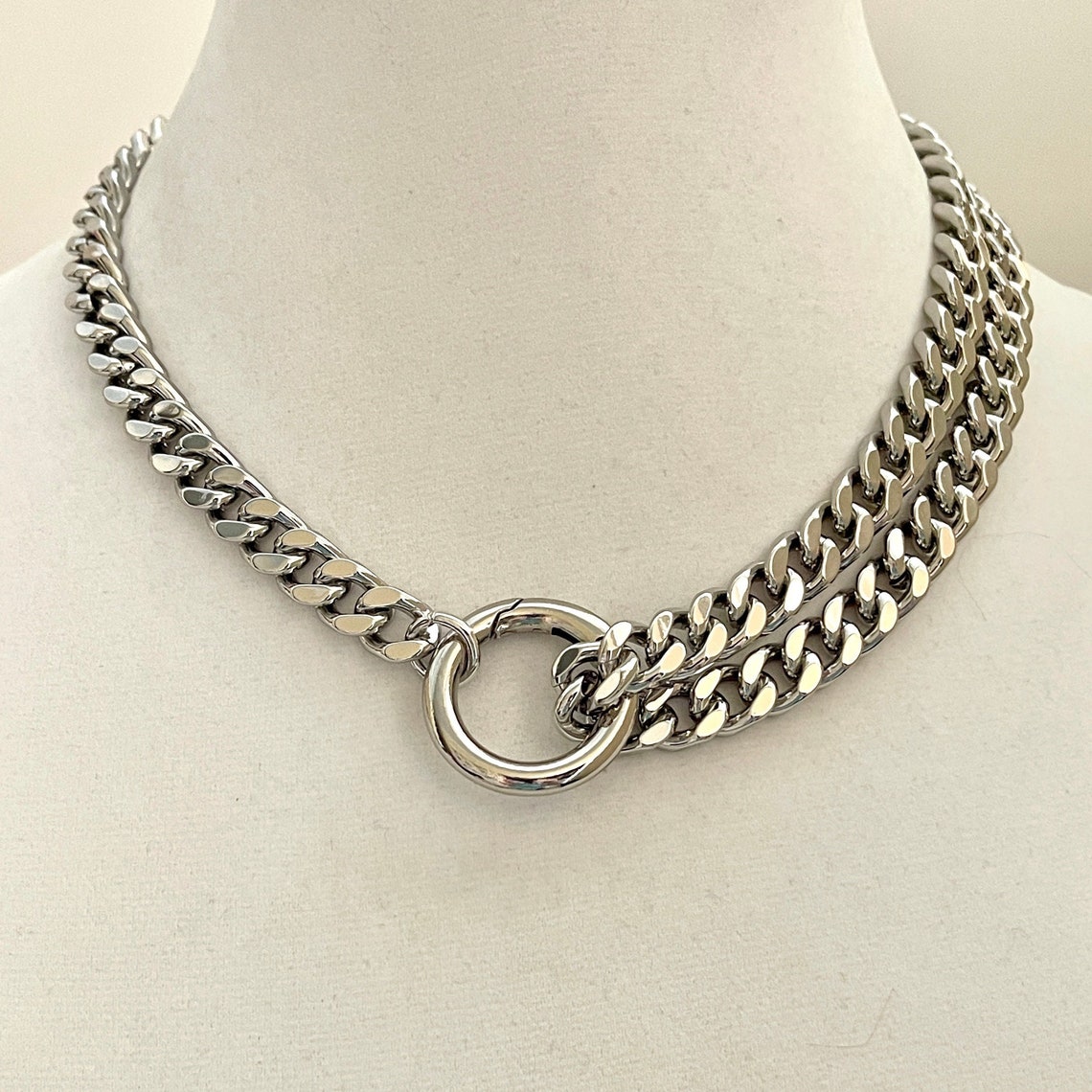 Chunky Silver Miami Cuban Chain Necklace, Double Strand - Etsy