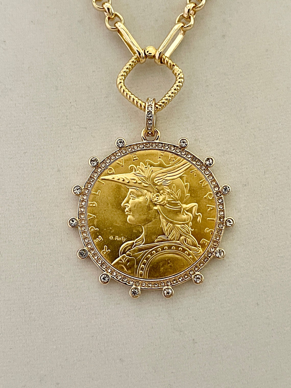 Gold Coin Necklace-multi Link Chain Necklace-reproduction - Etsy