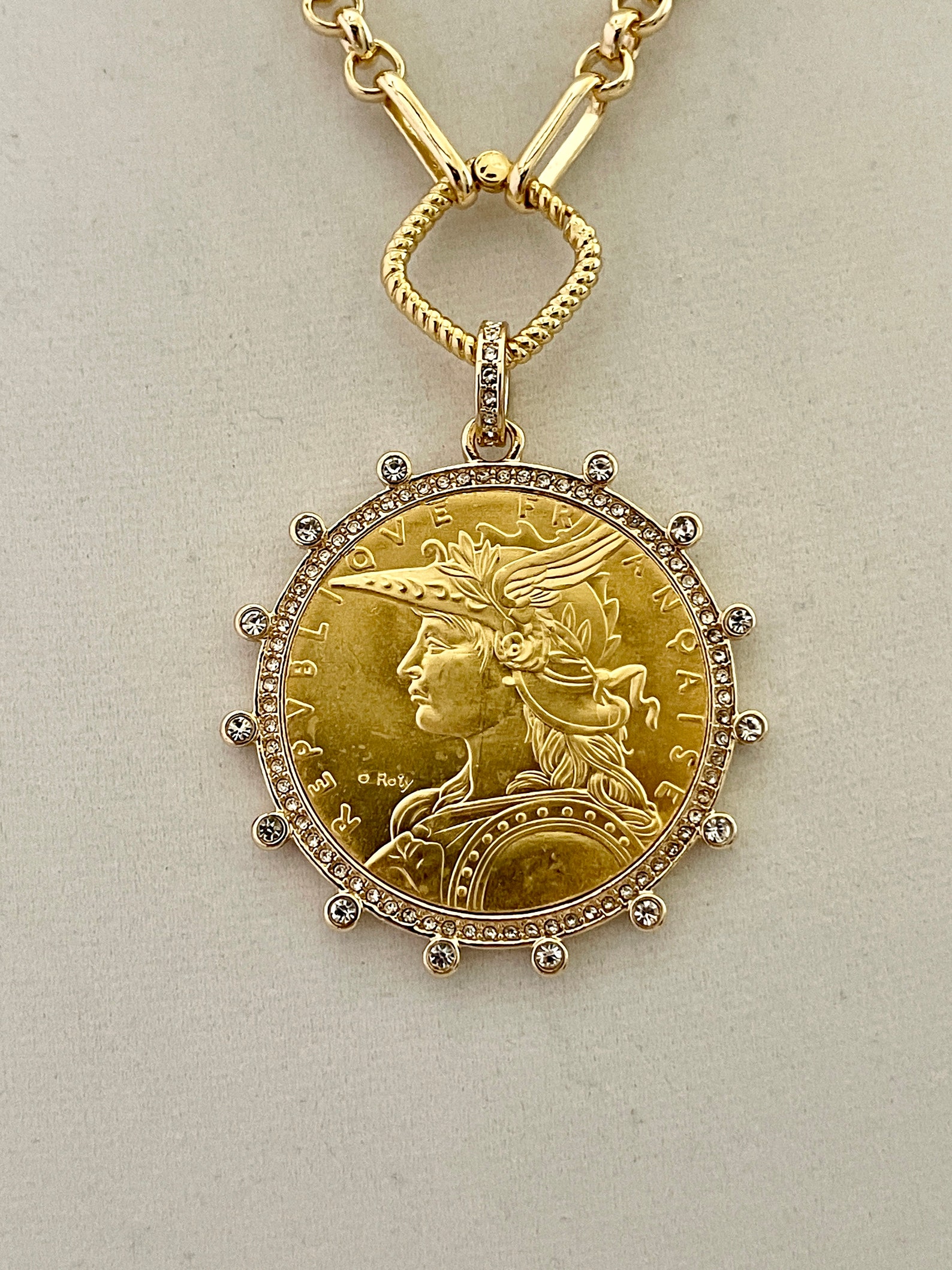 Gold Coin Necklace-multi Link Chain Necklace-reproduction - Etsy