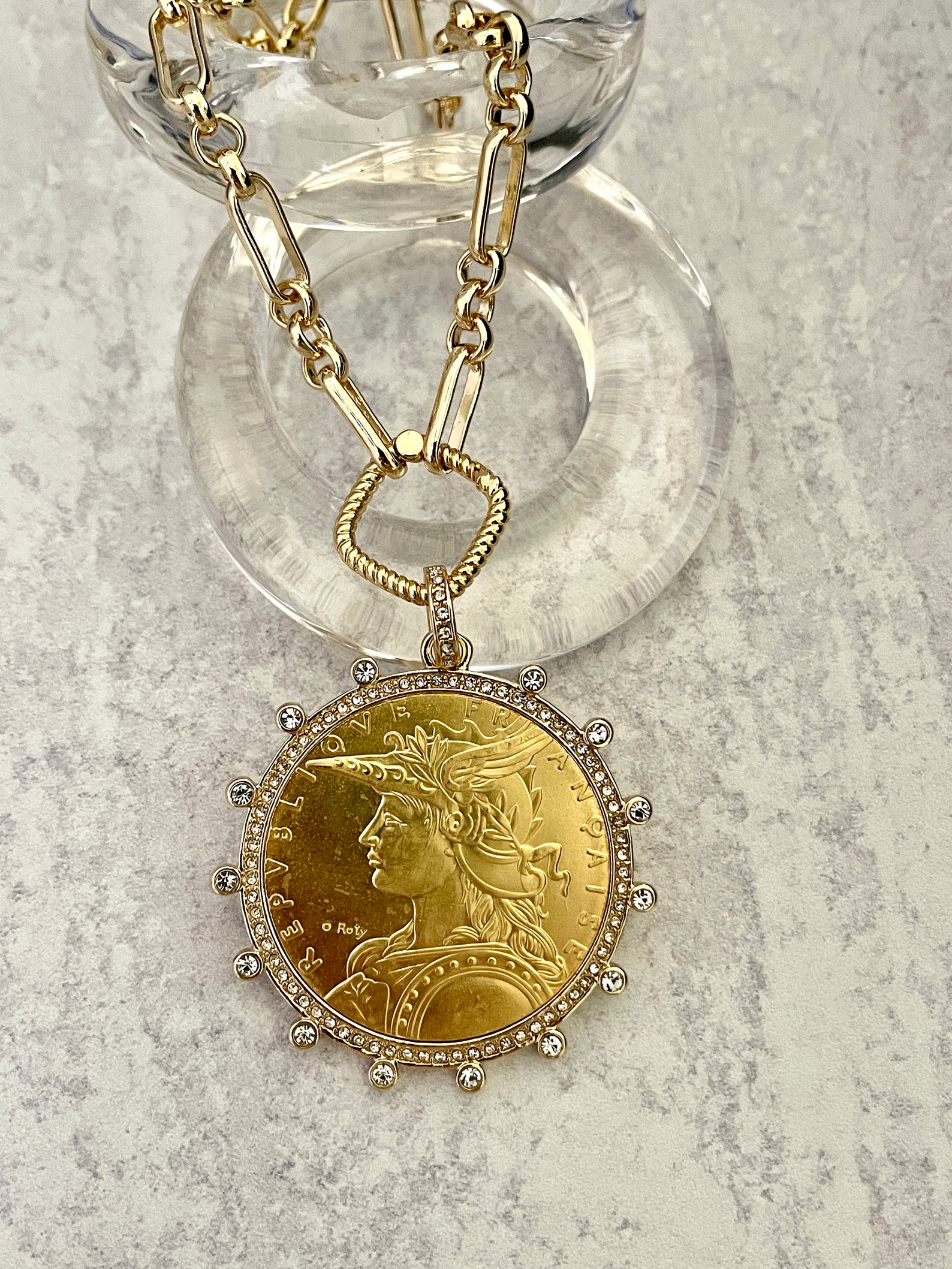 Gold Coin Necklace-multi Link Chain Necklace-reproduction - Etsy
