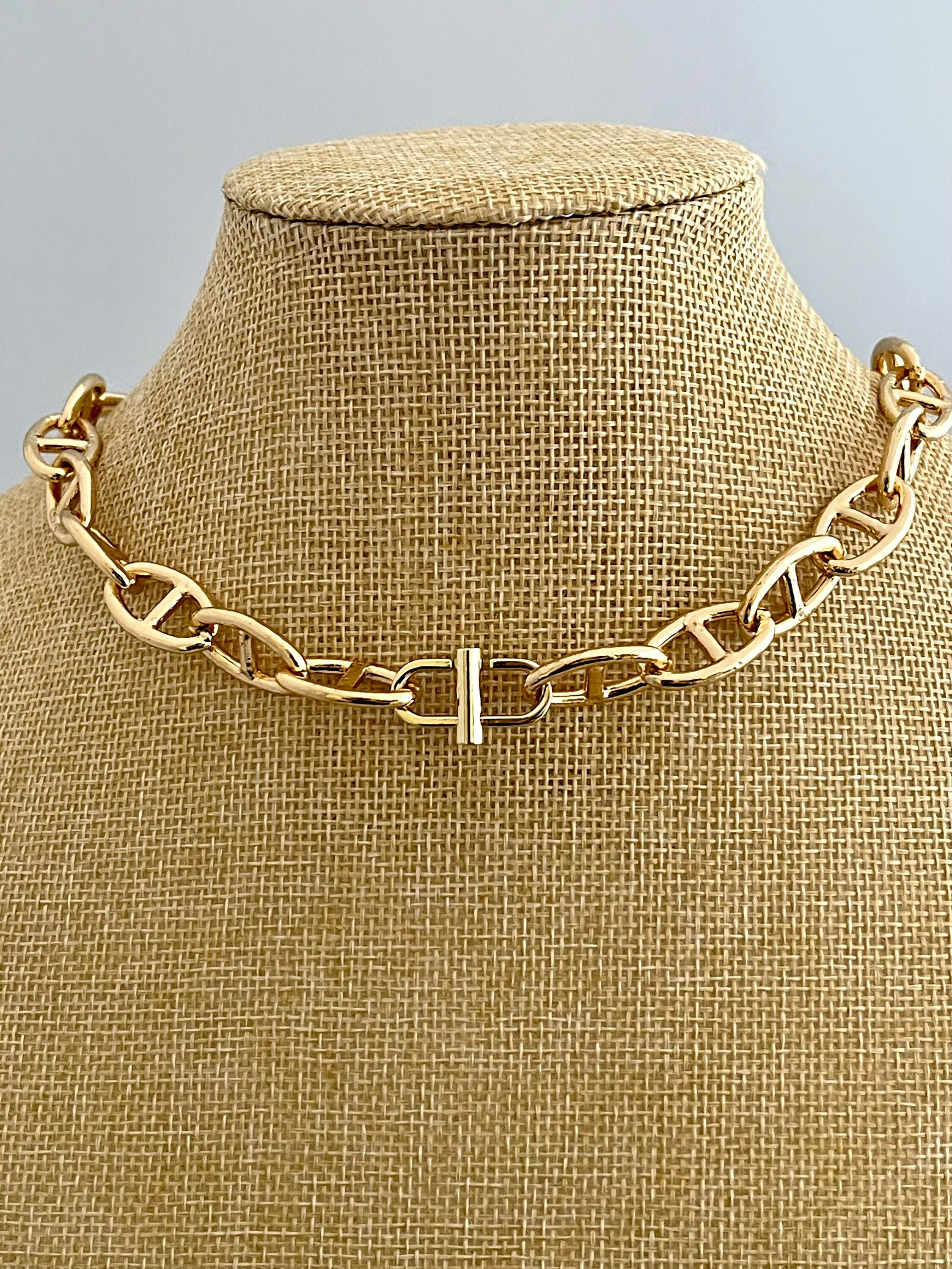 Gold Mariner Chain Necklace-14k Gold Plated Large Link | Etsy