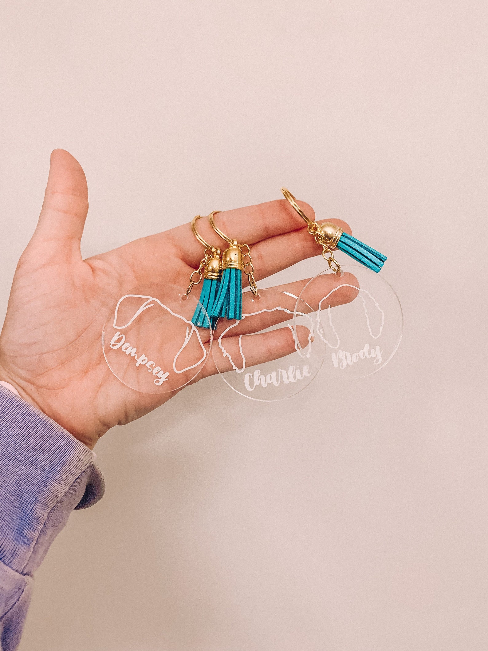 CUSTOM Pet Keychain 2-inch Acrylic Keychain With Custom Dog Ears Name ...