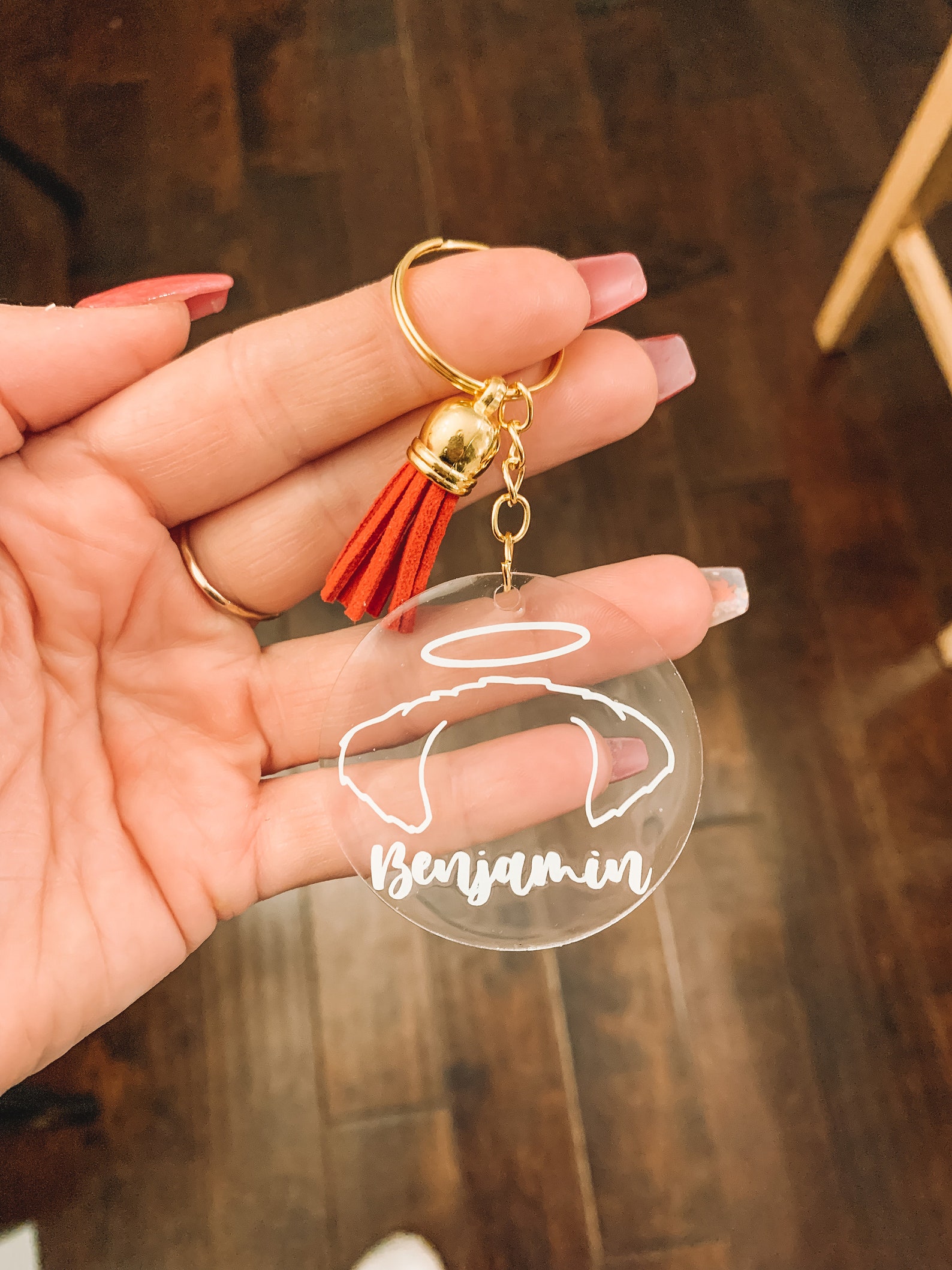 CUSTOM Pet Keychain 2-inch Acrylic Keychain With Custom Dog Ears Name ...