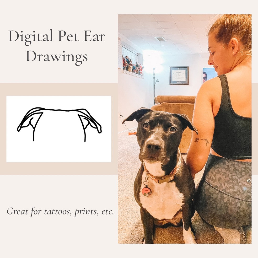 Digital Custom Pet Ear Drawing - Great for Prints or Tattoos! Custom ...