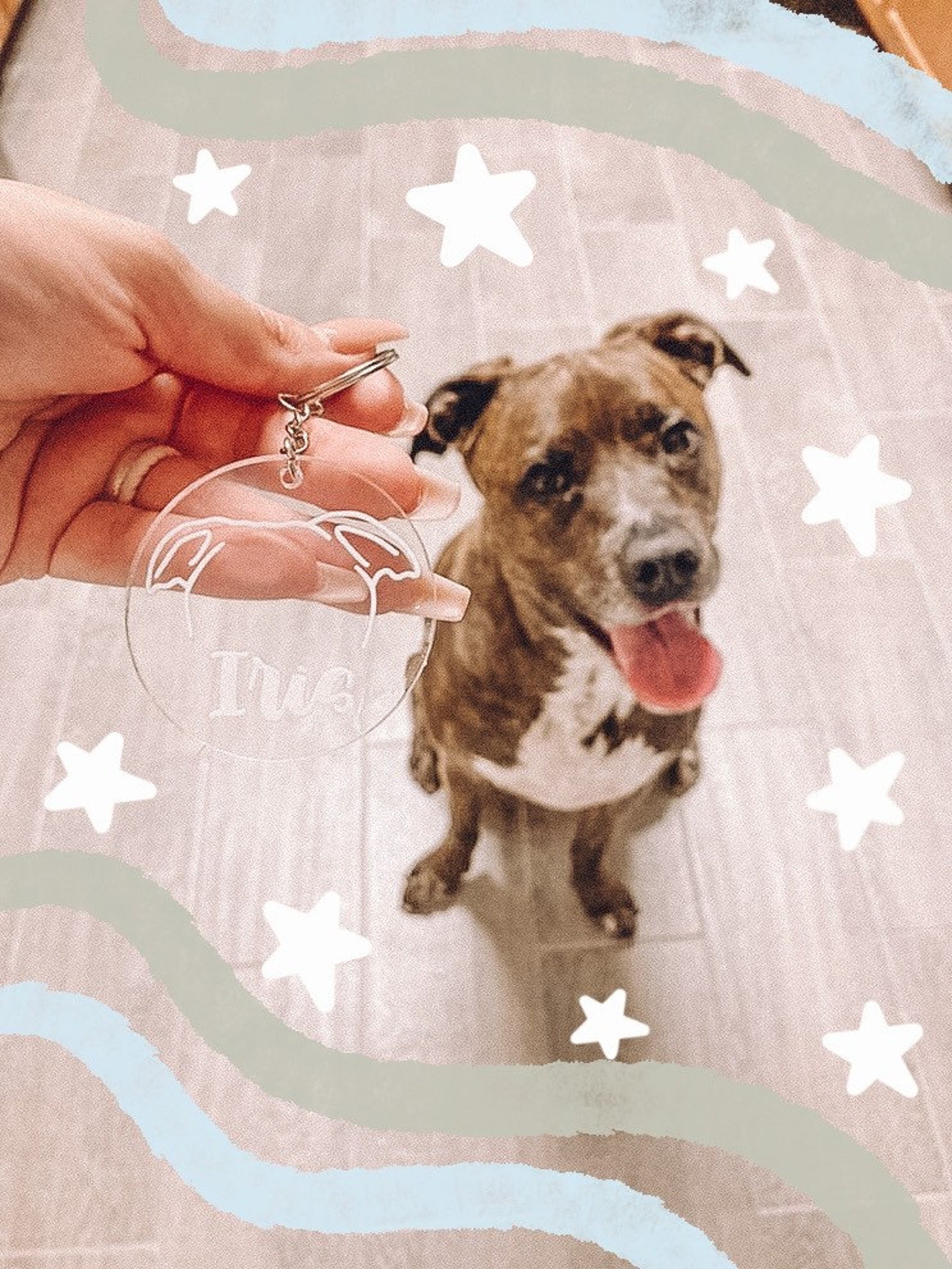 CUSTOM Pet Keychain 2-inch Acrylic Keychain With Custom Dog Ears Name ...