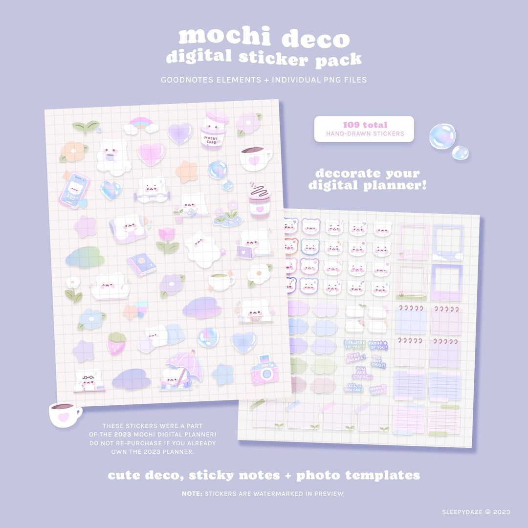 Mochi Deco Digital Sticker Pack / Cute Digital Planner Stickers ...