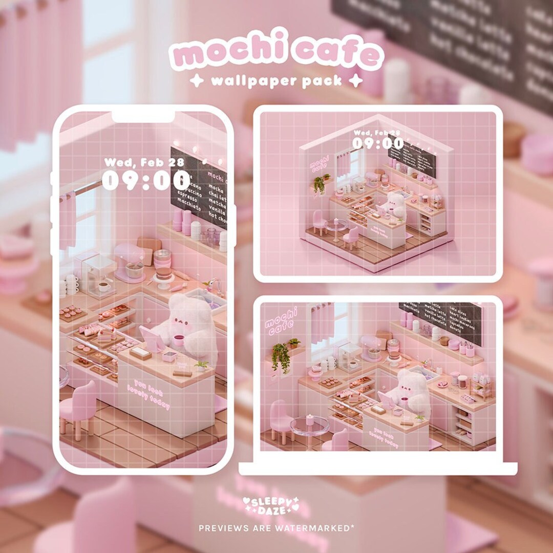 Mochi Cafe Wallpaper Pack - Etsy