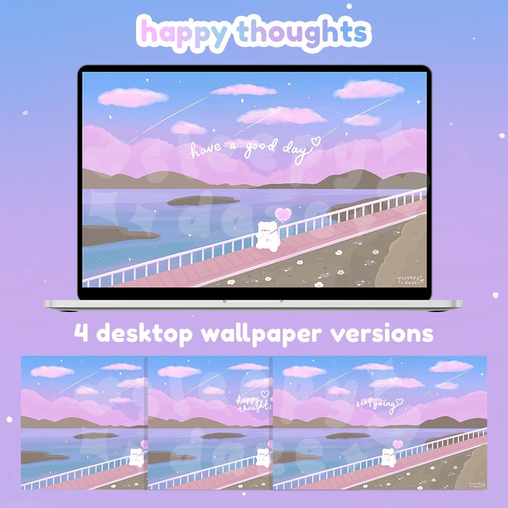 Happy Thoughts Desktop Wallpaper - Etsy Canada