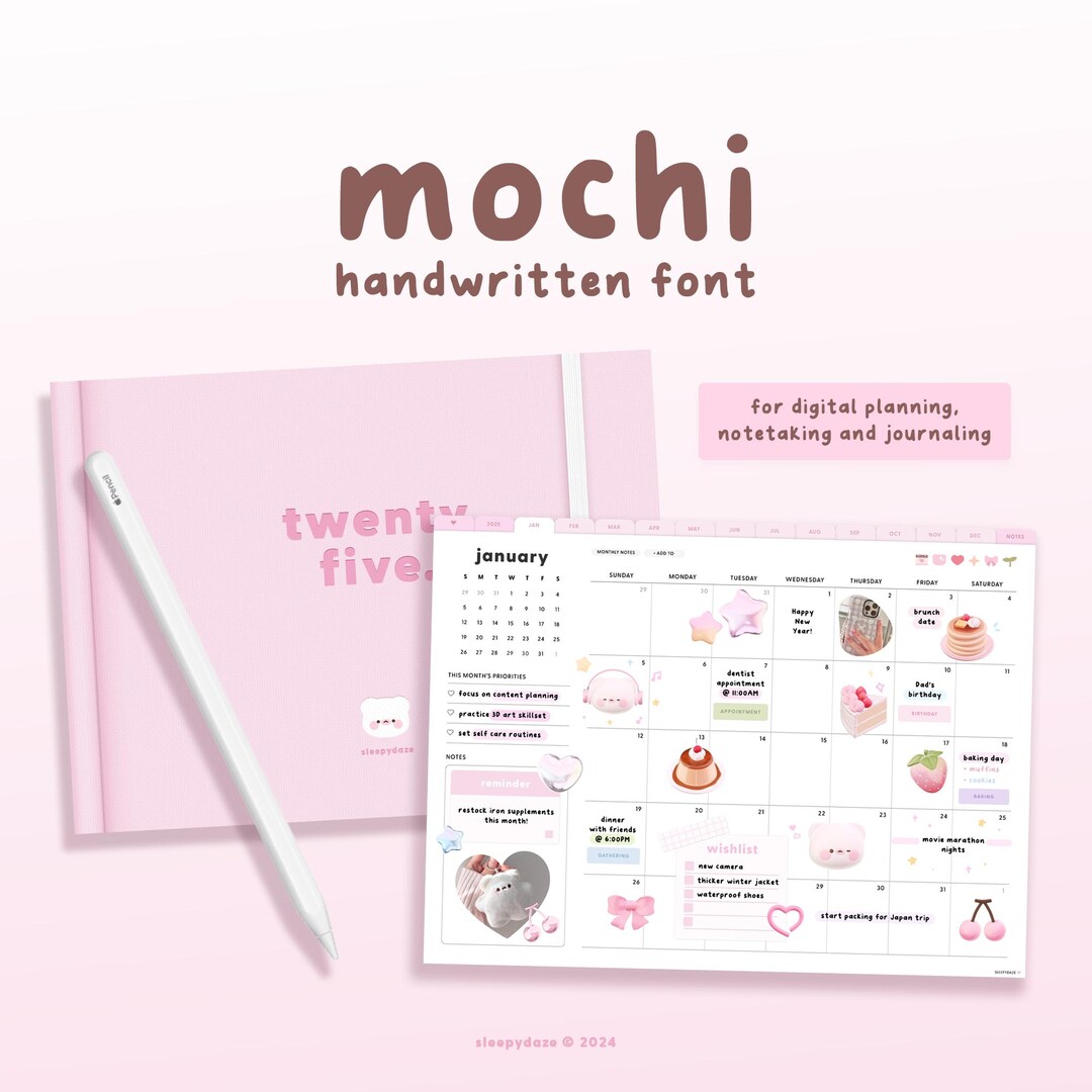 Mochi | Cute Handwritten Font for Digital Planning and Note-taking - Etsy