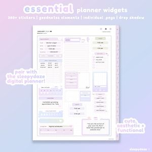 Cute Essential Digital Planner Widget Stickers / Cute Digital Planner ...