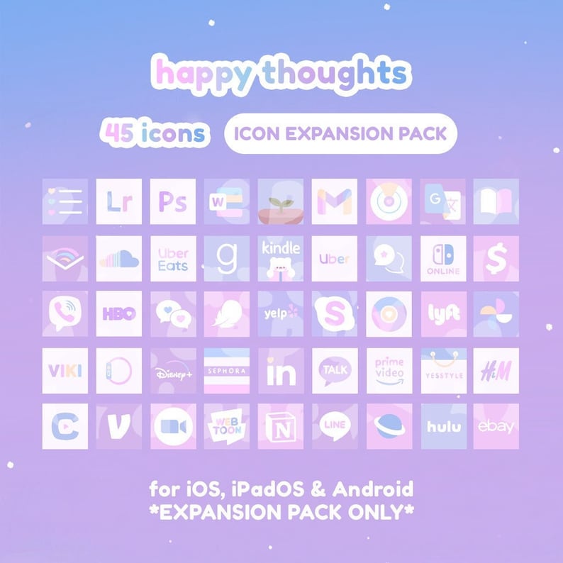 Happy Thoughts Theme Icon Expansion Pack for Ios / Ipados / Android - Etsy