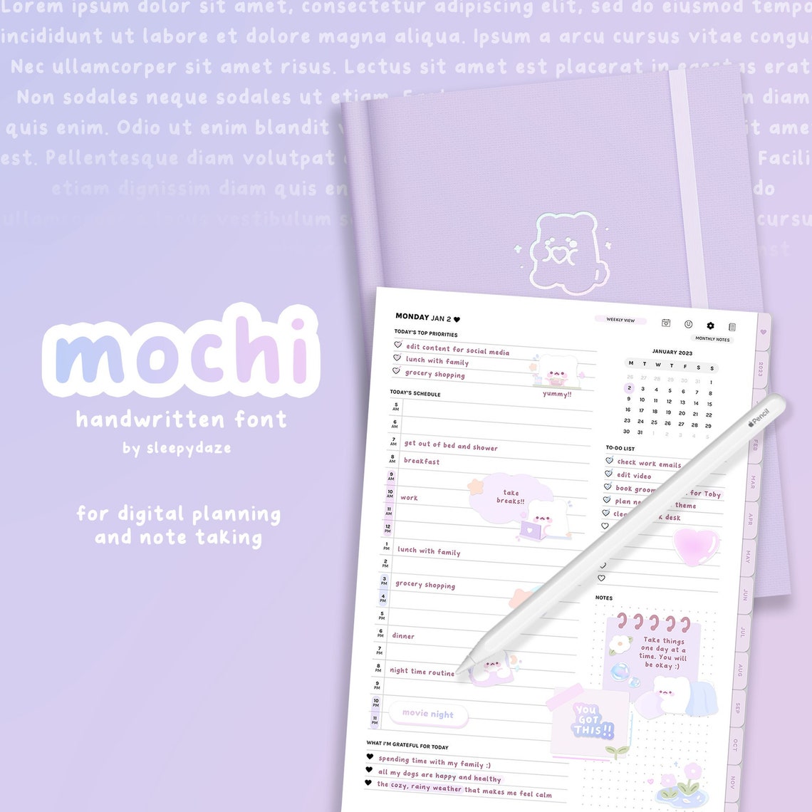 Mochi Cute Handwritten Font for Digital Planning and - Etsy