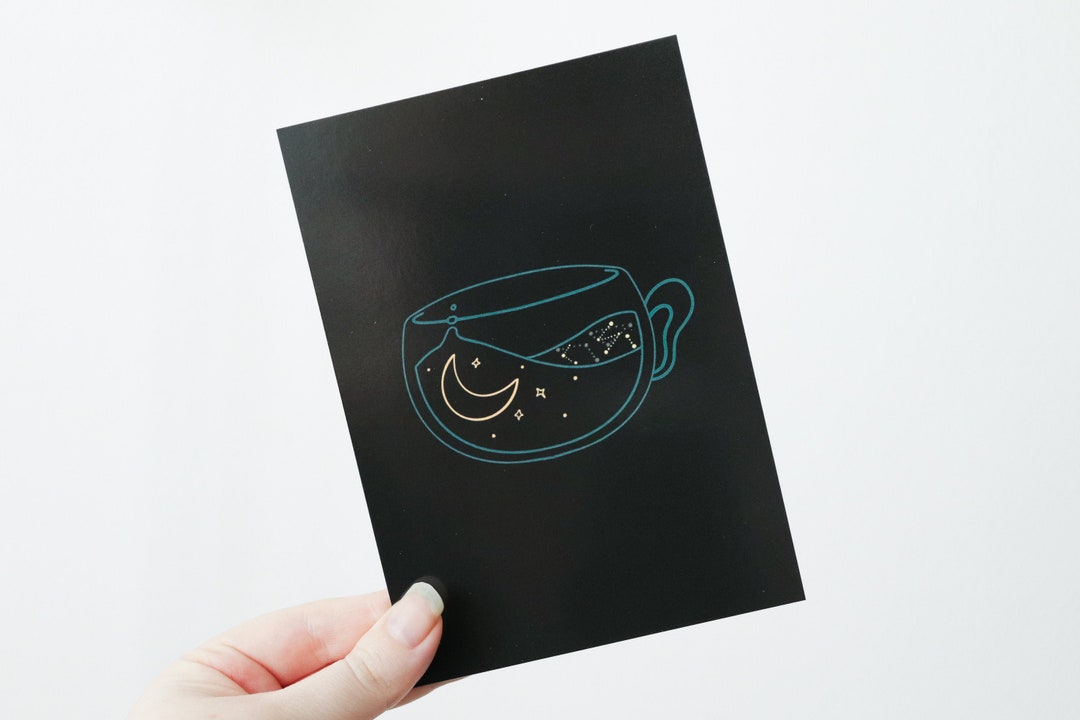 Teacup Art Print Cute Postcard Cute Stationery Kawaii Postcard Moon ...
