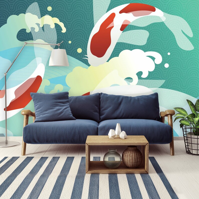 Luxury Japanese Koi Fish Peel and Stick Wallpaper - Stunning Wall ...
