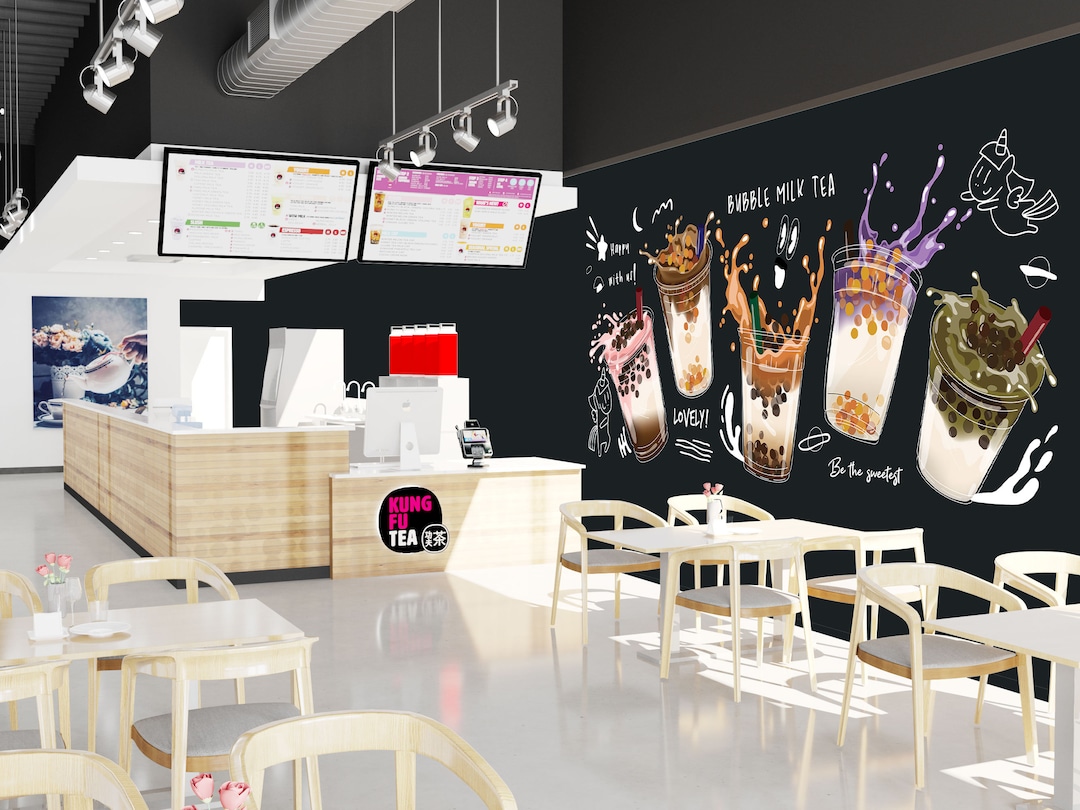 Yummy Bubble Tea Peel & Stick Wallpaper - Perfect for Boba Shop With ...