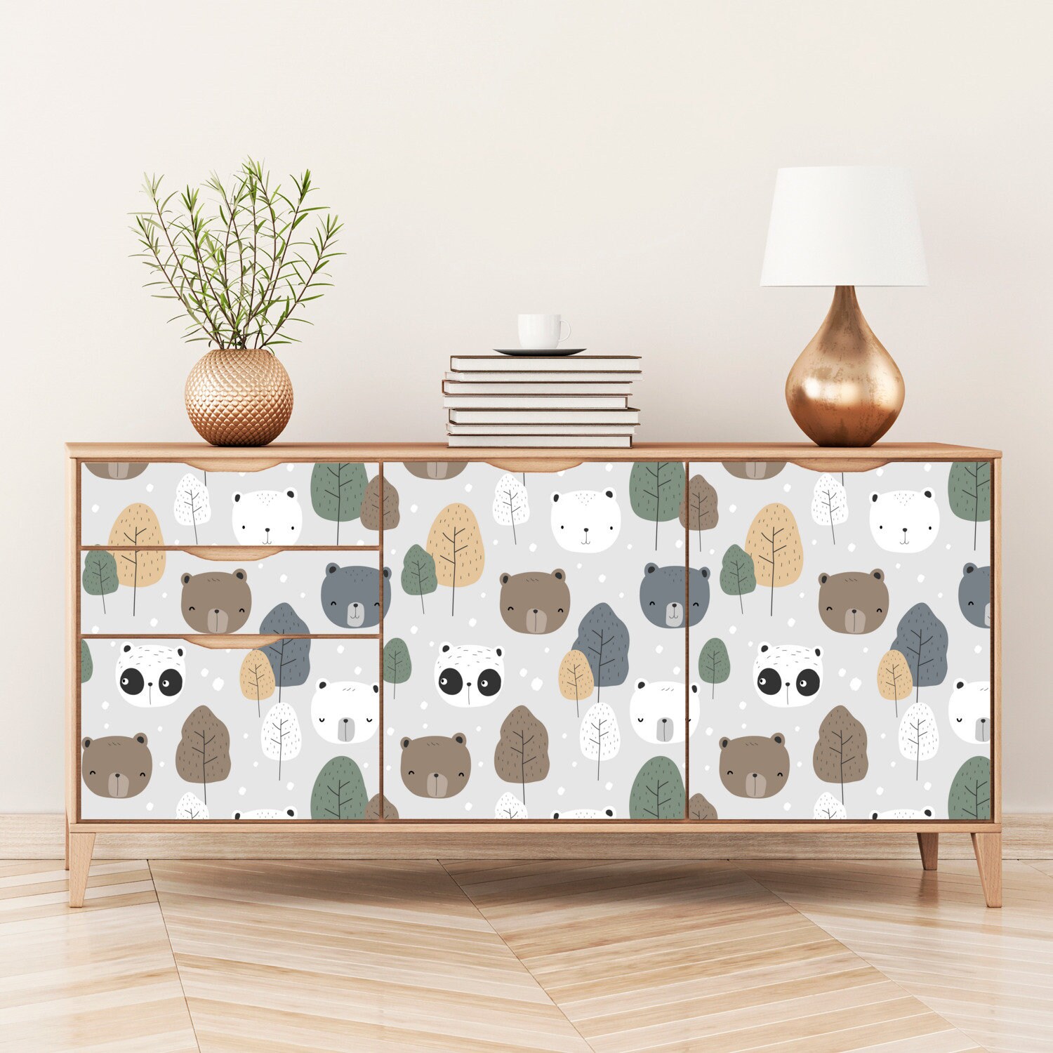 Bears & Trees Peel and Stick Wallpaper, Nursery Decor - Etsy