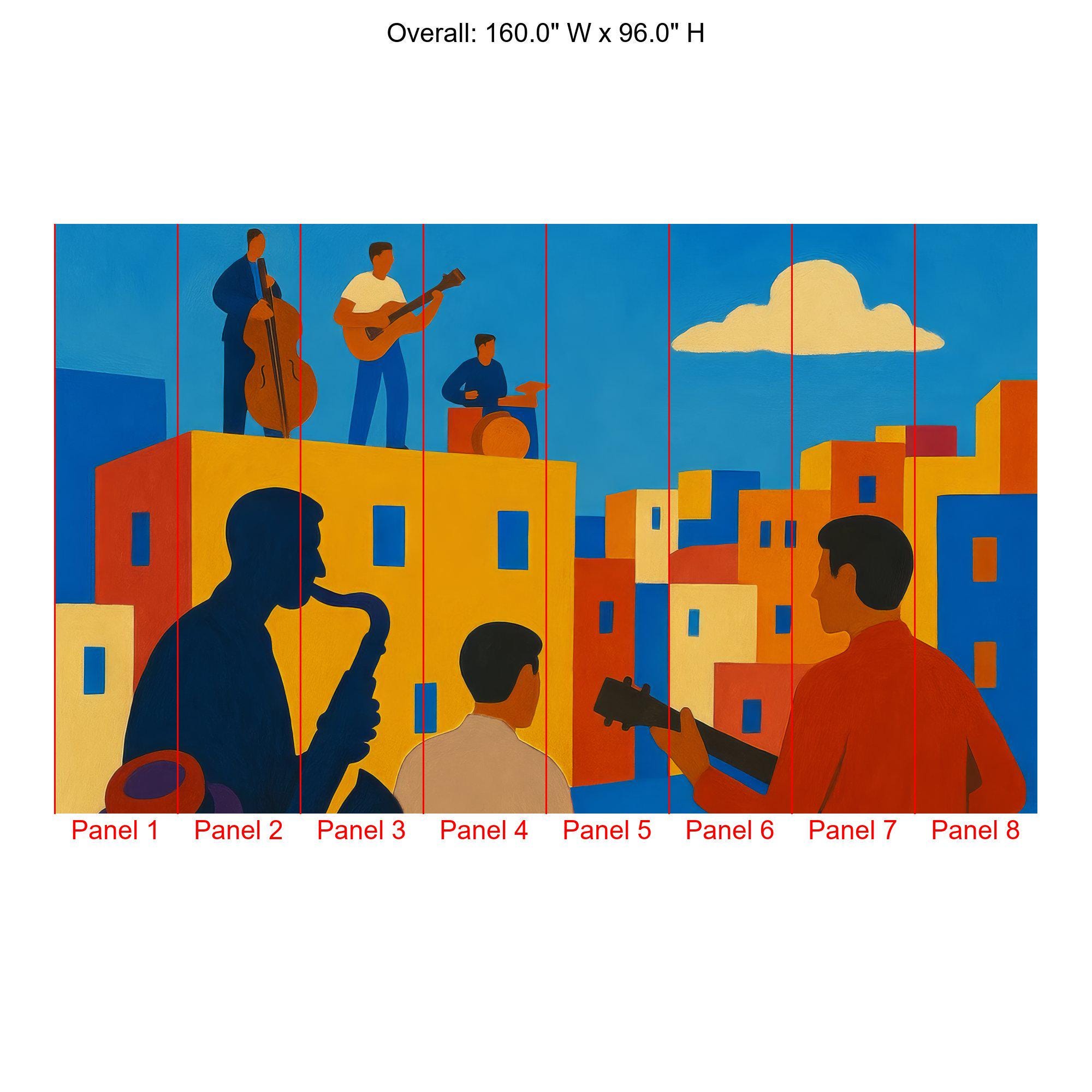 Jazz Band Wall Mural: Colorful Urban Music Art - Removable Wallpaper - Etsy