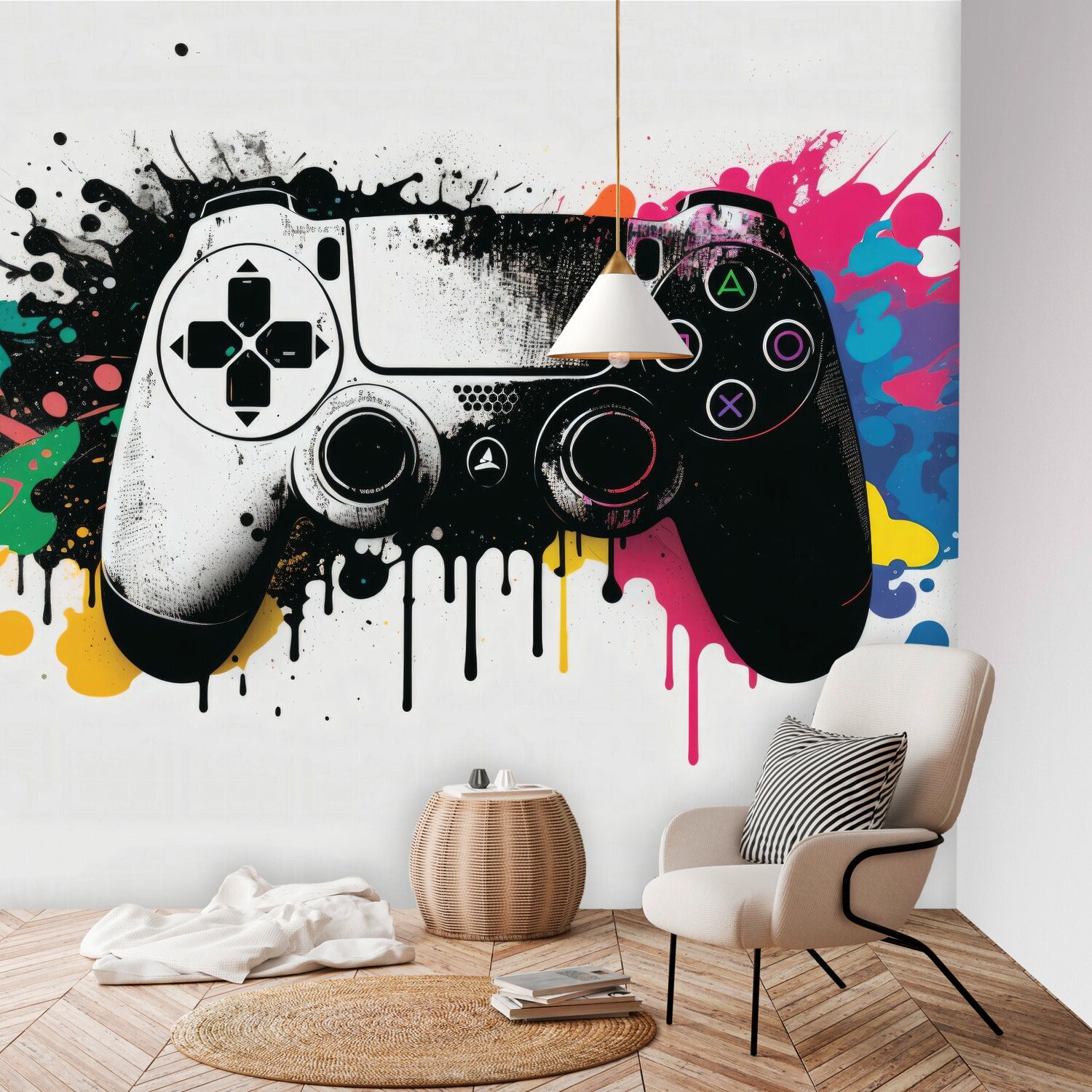 PS5 Controller Graffiti Wallpaper - Ultimate Gamer Room Background ...