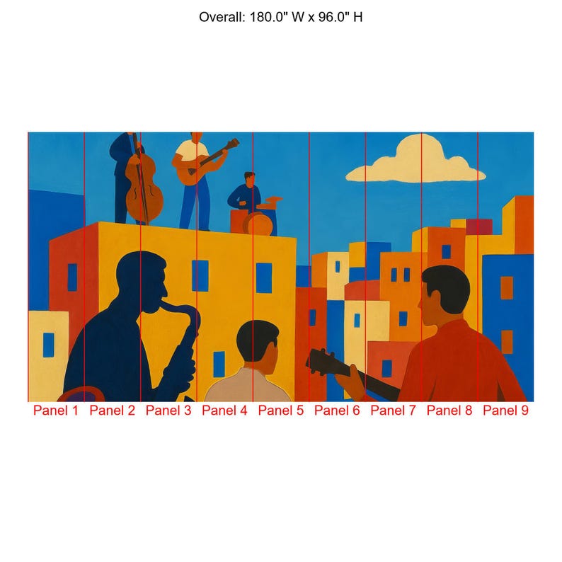 Jazz Band Wall Mural: Colorful Urban Music Art - Removable Wallpaper - Etsy